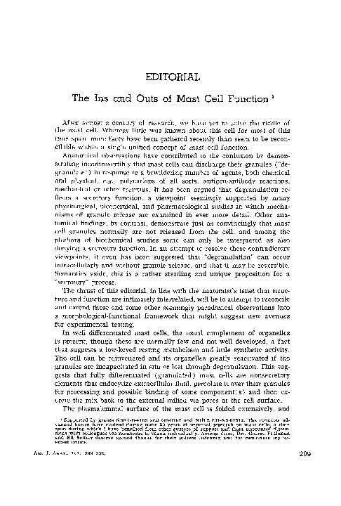 (PDF) The ins and outs of mast cell function