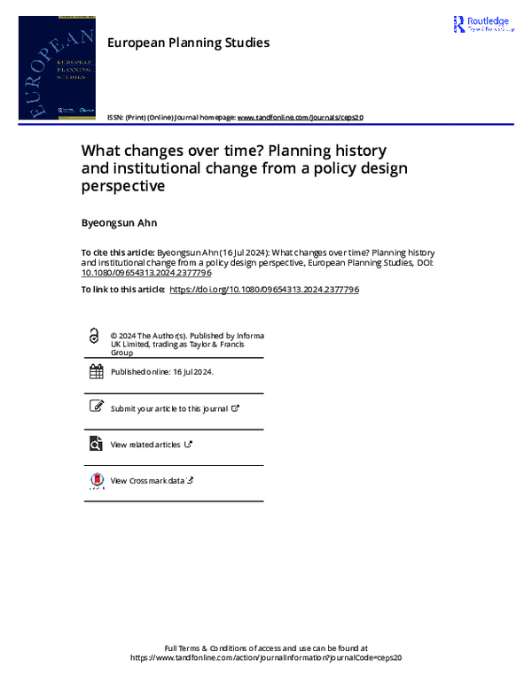 (PDF) What changes over time? Planning history and institutional change ...