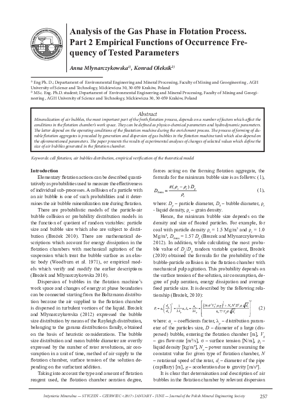 (PDF) Gas Phase Analysis in Flotation Processes