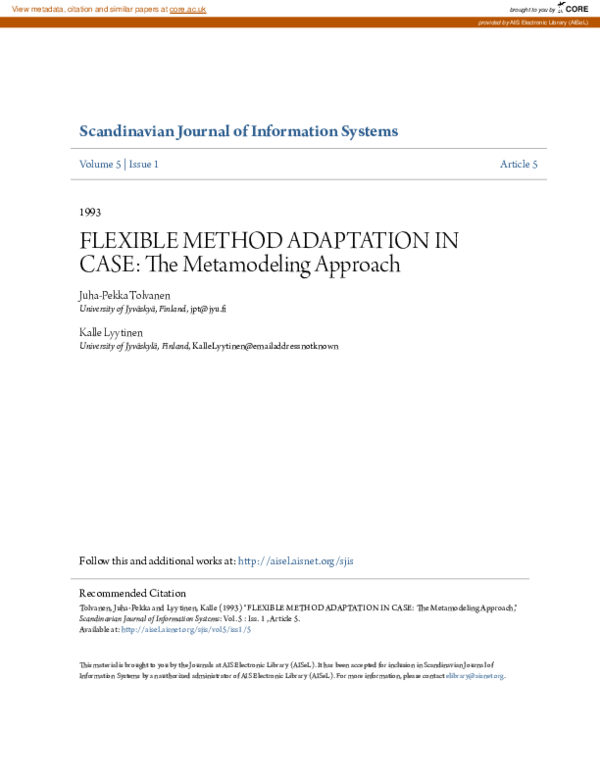 (PDF) FLEXIBLE METHOD ADAPTATION IN CASE The Metamodeling Approach
