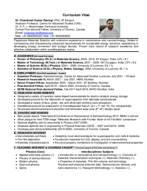 (PDF) Curriculum Vitae