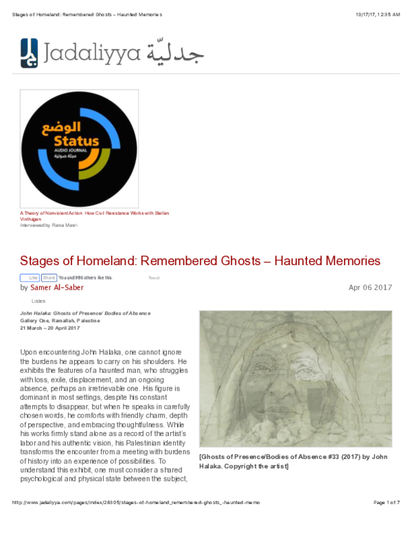(PDF) Stages of Homeland: Remembered Ghosts – Haunted Memories