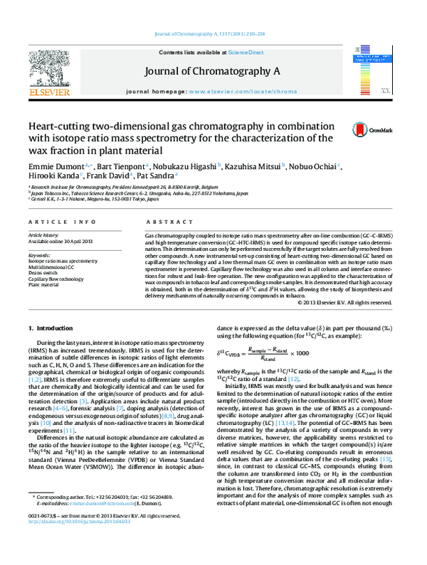 (PDF) Heart-cutting two-dimensional gas chromatography in combination ...