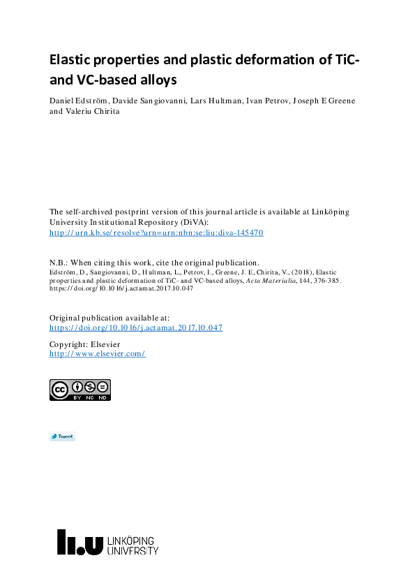 (PDF) Elastic properties and plastic deformation of TiC- and VC-based ...