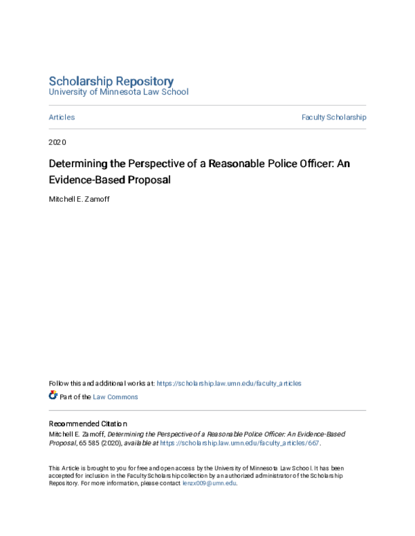 (PDF) Determining the Perspective of a Reasonable Police Officer: An ...