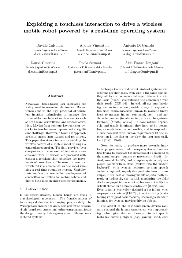 (PDF) Exploiting a Touchless Interaction to Drive a Wireless Mobile Robot Powered by a Real-time ...