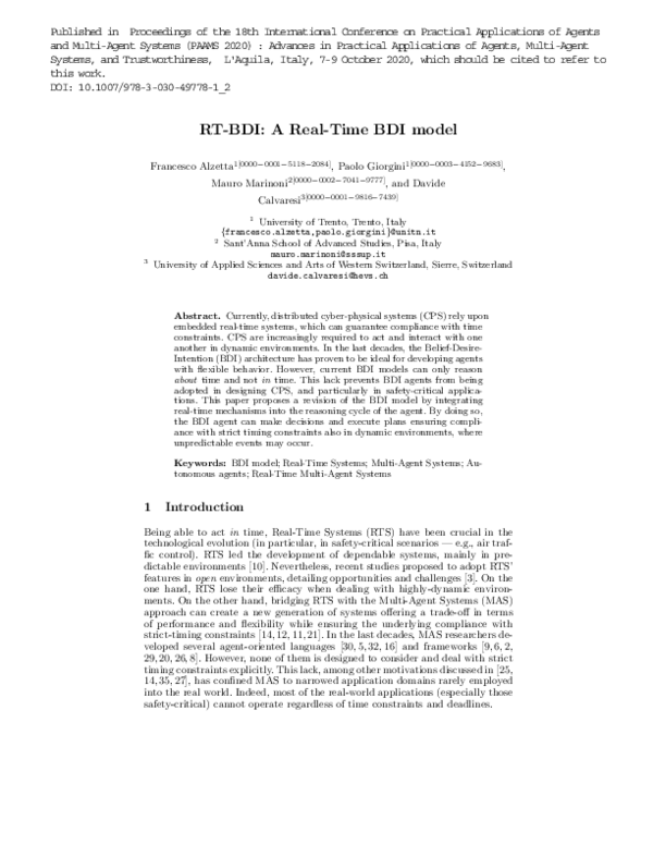 (PDF) RT-BDI: A Real-Time BDI Model | Davide Calvaresi - Academia.edu