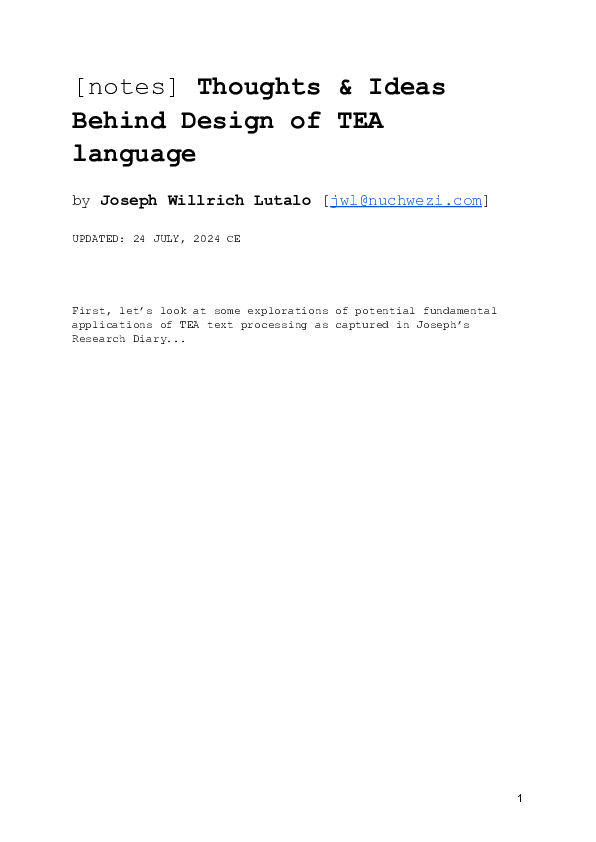 (PDF) [notes][v1.1] Thoughts & Ideas Behind Design of TEA language