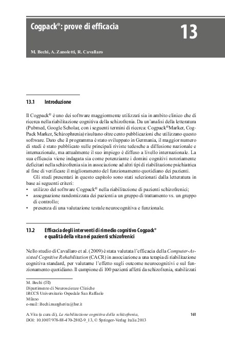 (PDF) Cogpack®: prove di efficacia