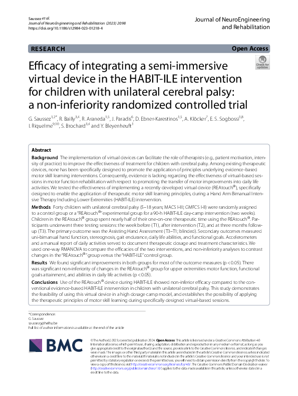 (PDF) Efficacy of integrating a semi-immersive virtual device in the ...