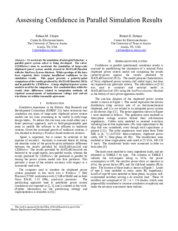 (PDF) Assessing confidence in parallel simulation results | Robert Hebner - Academia.edu