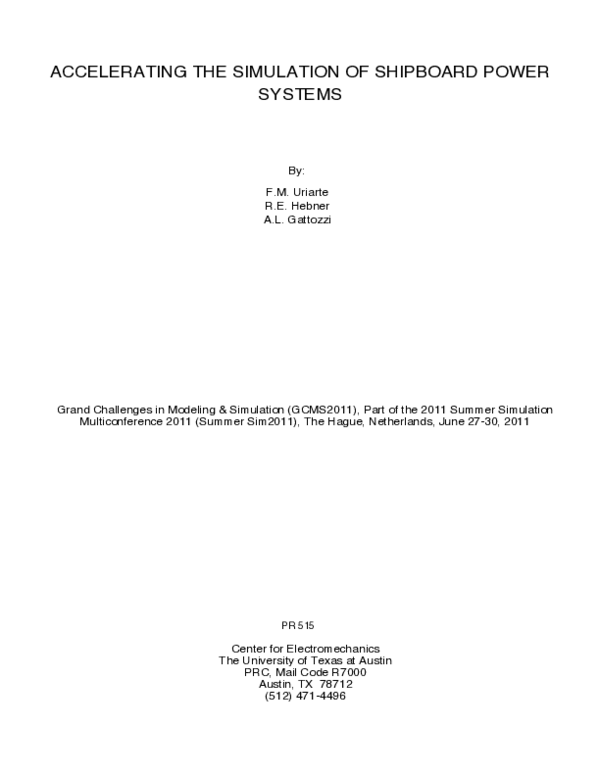 (PDF) Accelerating the simulation of shipboard power systems