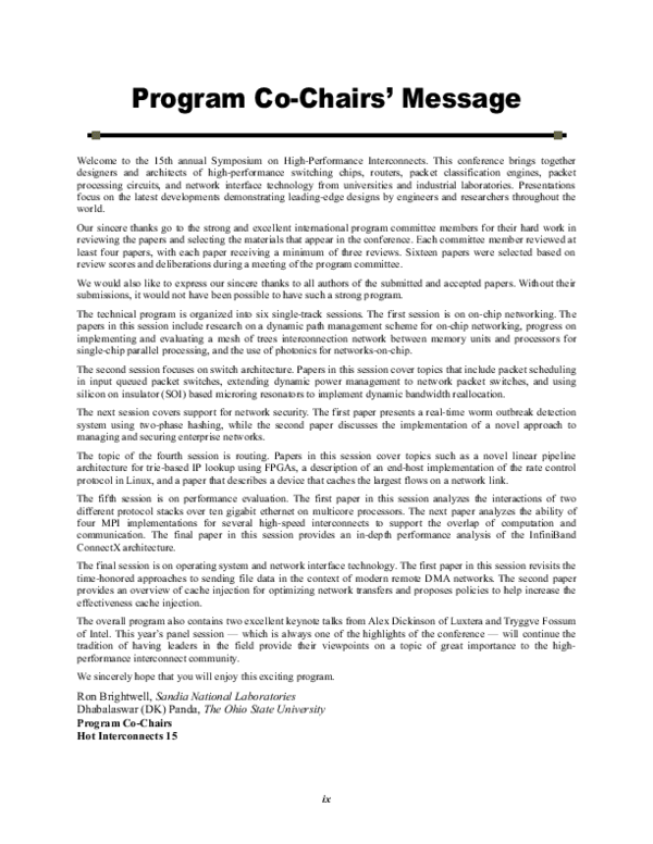 (PDF) Program Chairs Message