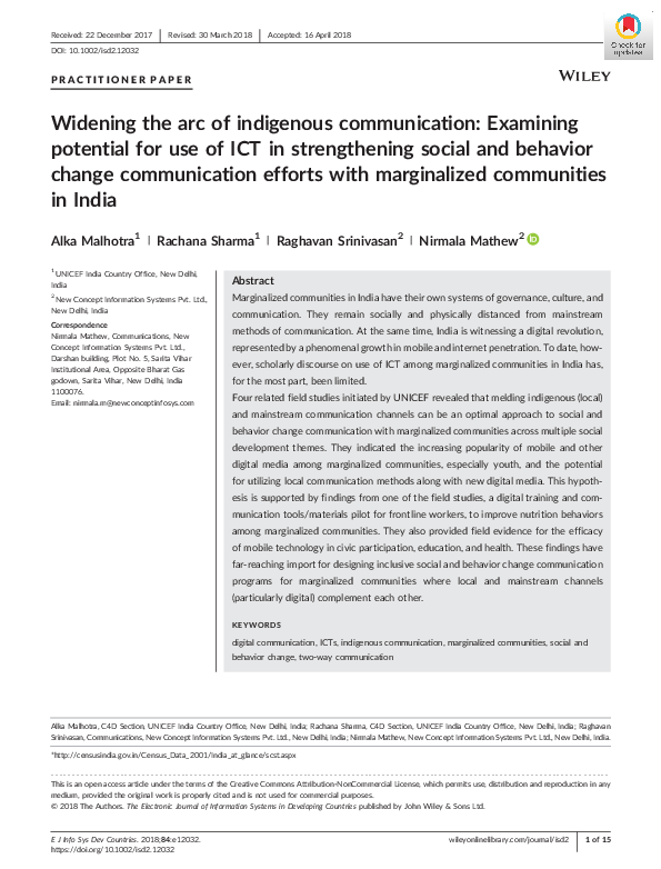 (PDF) Widening the arc of indigenous communication: Examining potential ...