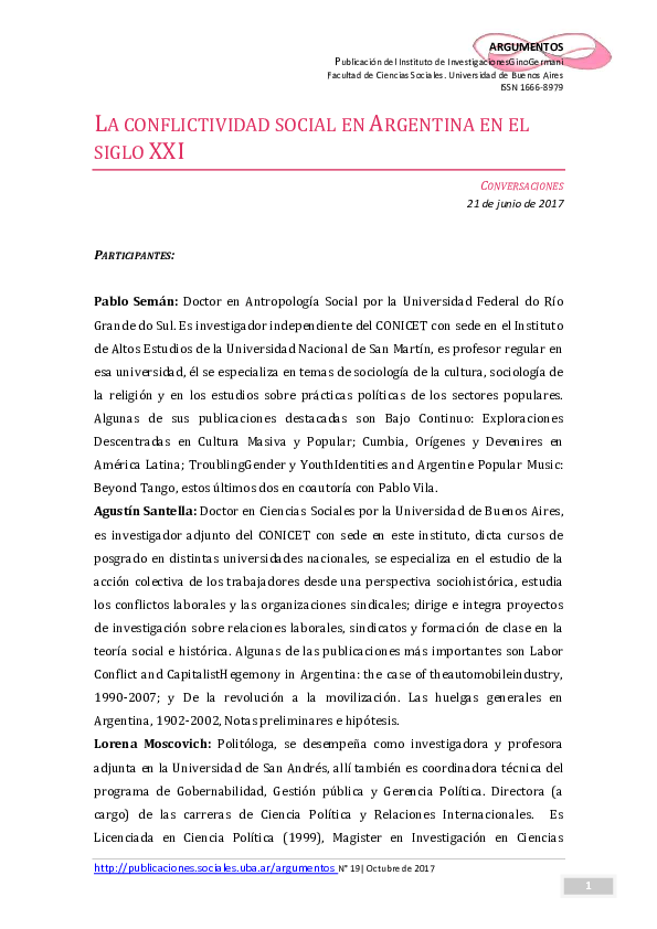 (PDF) La conflictividad social en Argentina en el siglo XXI