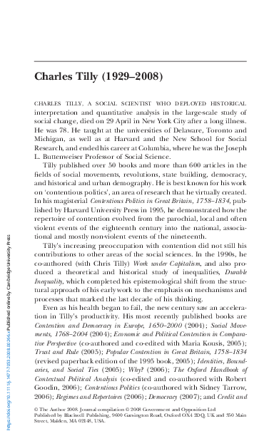 (PDF) Charles Tilly (1929–2008)