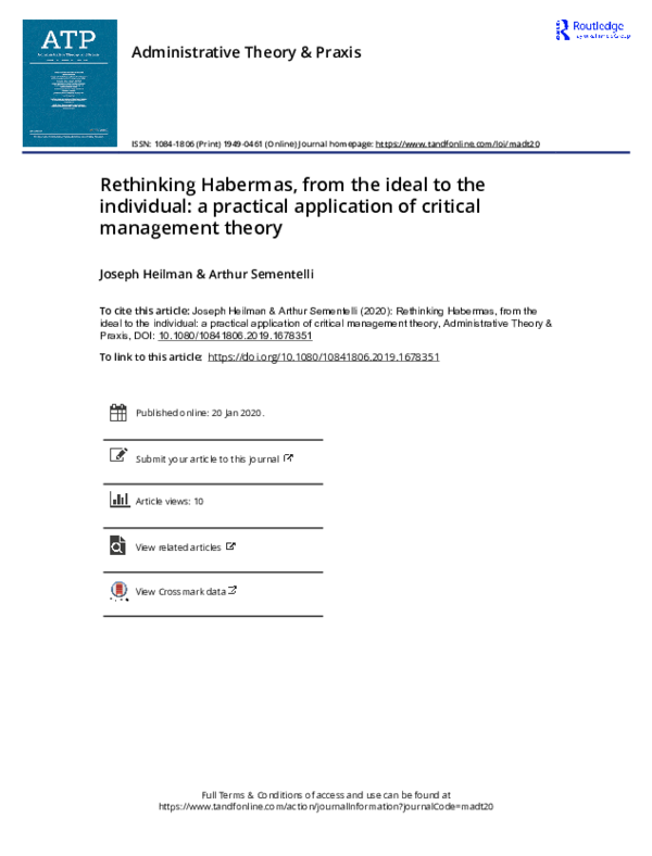 (PDF) Rethinking Habermas, from the ideal to the individual: a ...