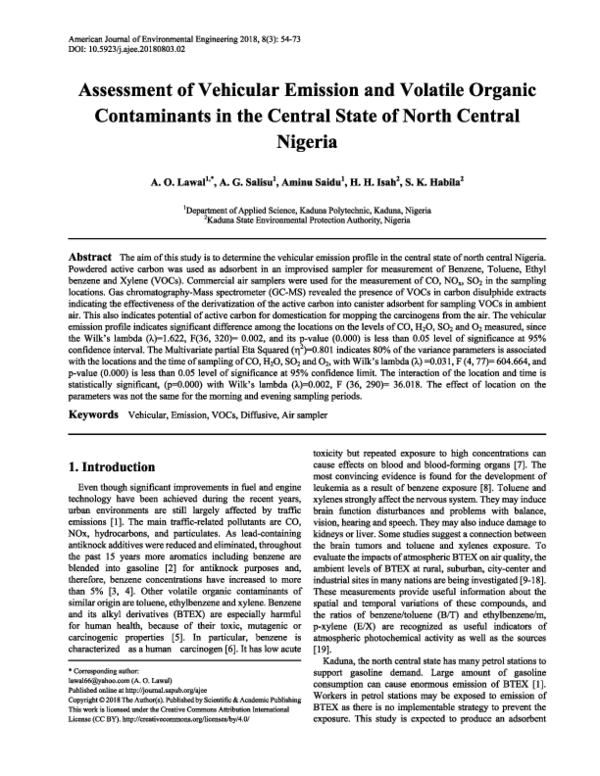 (PDF) AIR QUALITY ASSESSMENT AJSE JOURNAL