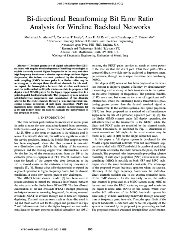 (PDF) MIMO Bit Error Ratio in DSL Backhaul Networks