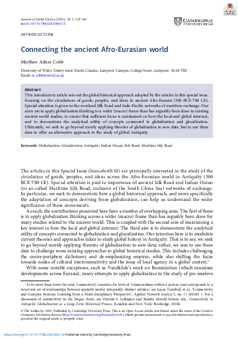 (PDF) Connecting the ancient Afro-Eurasian world