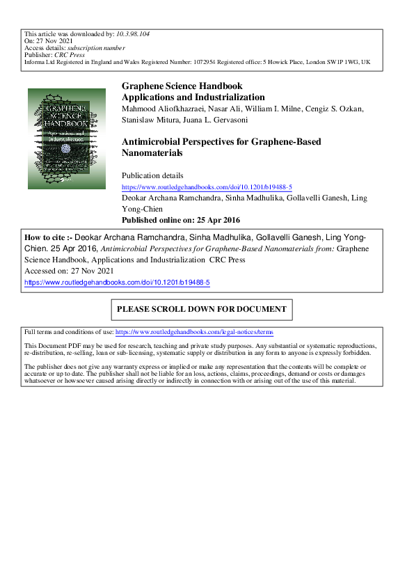 (PDF) Antimicrobial Perspectives for Graphene-Based Nanomaterials