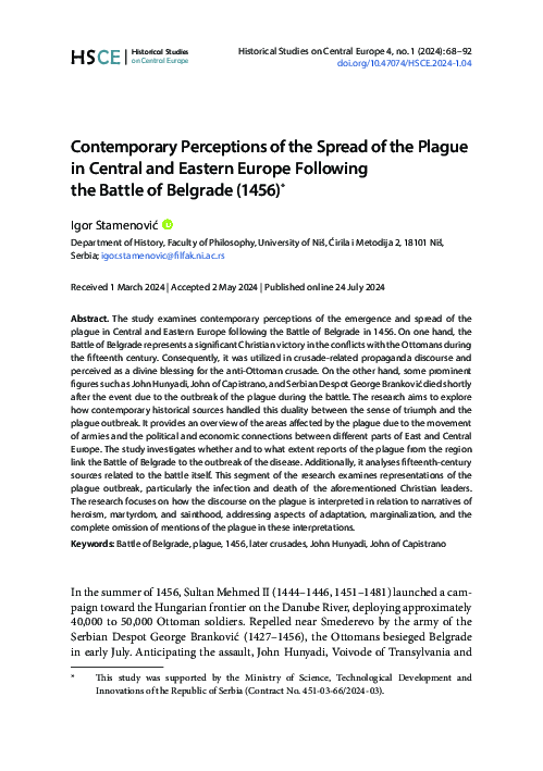 (PDF) Contemporary Perceptions of the Spread of the Plague in Central ...