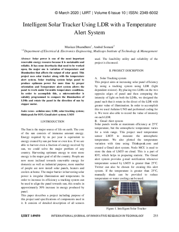 (PDF) Intelligent Solar tracker using LDR with temperature alert system