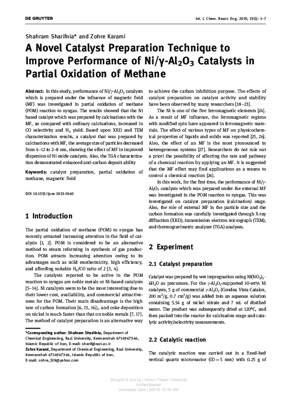(PDF) A Novel Catalyst Preparation Technique to Improve Performance of ...