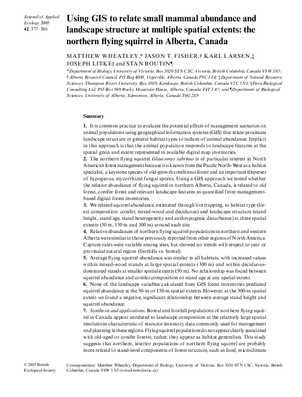(PDF) Using GIS to relate small mammal abundance and landscape ...