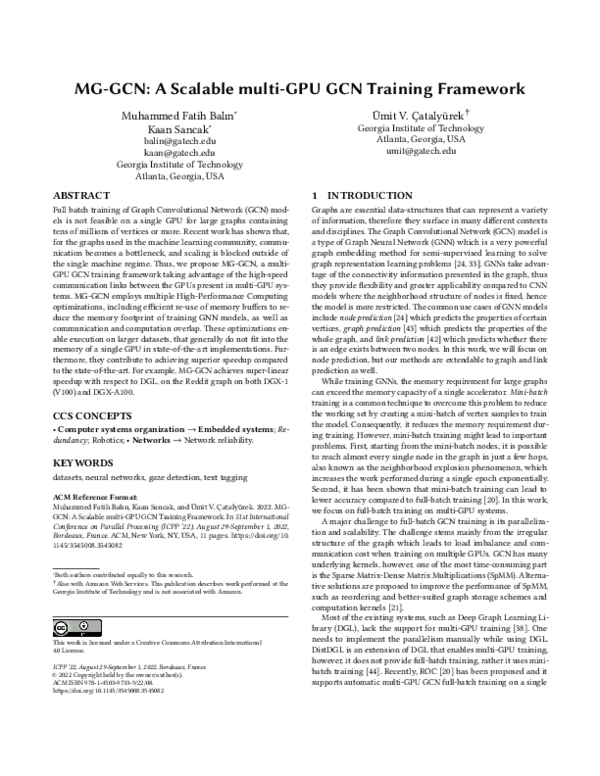 (PDF) MG-GCN: A Scalable multi-GPU GCN Training Framework