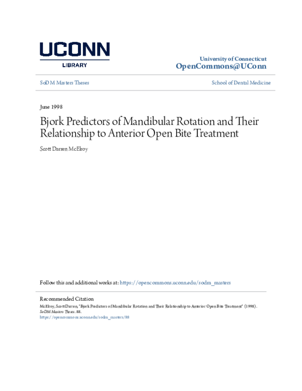 (PDF) Bjork predictors of mandibular rotation and their relationship to ...