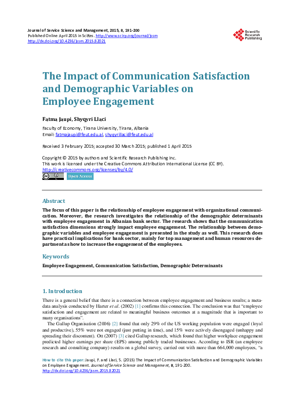 (PDF) The Impact of Communication Satisfaction and Demographic ...