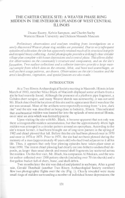 (PDF) THE CARTER CREEK SITE: A WEAVER PHASE RING MIDDEN IN THE INTERIOR ...