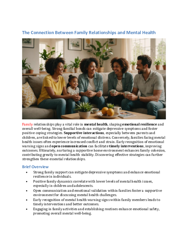 (PDF) The Connection Between Family Relationships and Mental Health