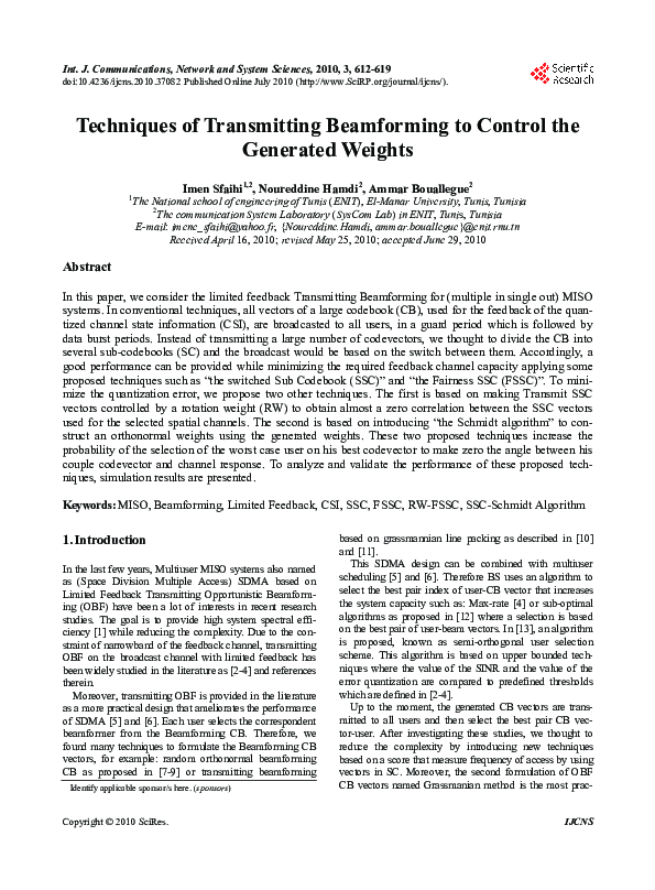 (PDF) Techniques of Transmitting Beamforming to Control the Generated ...