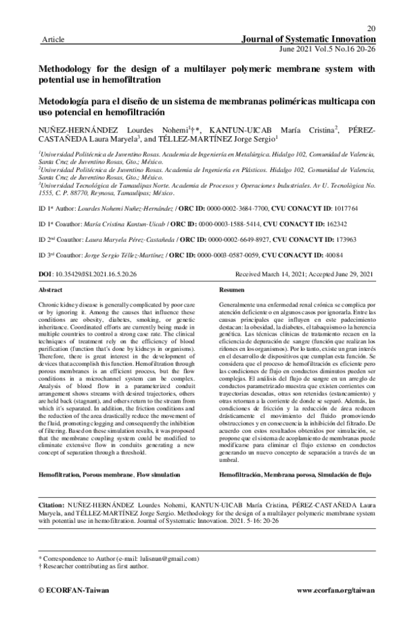 Pdf Methodology For The Design Of A Multilayer Polymeric Membrane