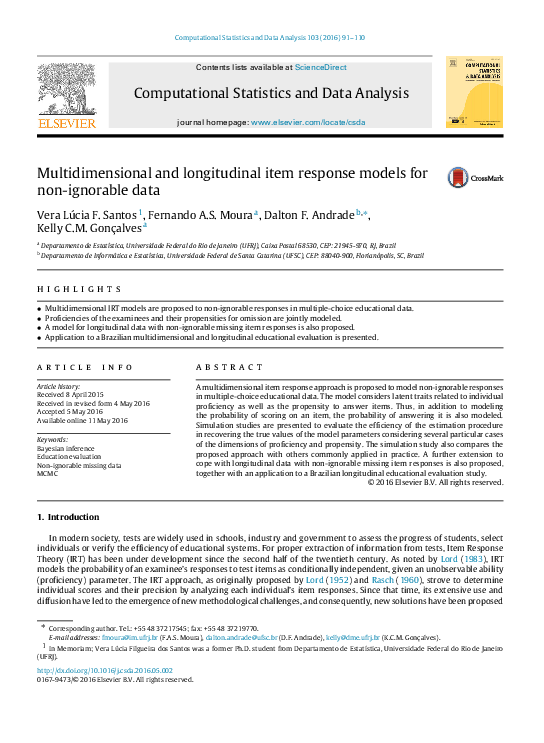 (PDF) Multidimensional and longitudinal item response models for non-ignorable data | Fernando ...