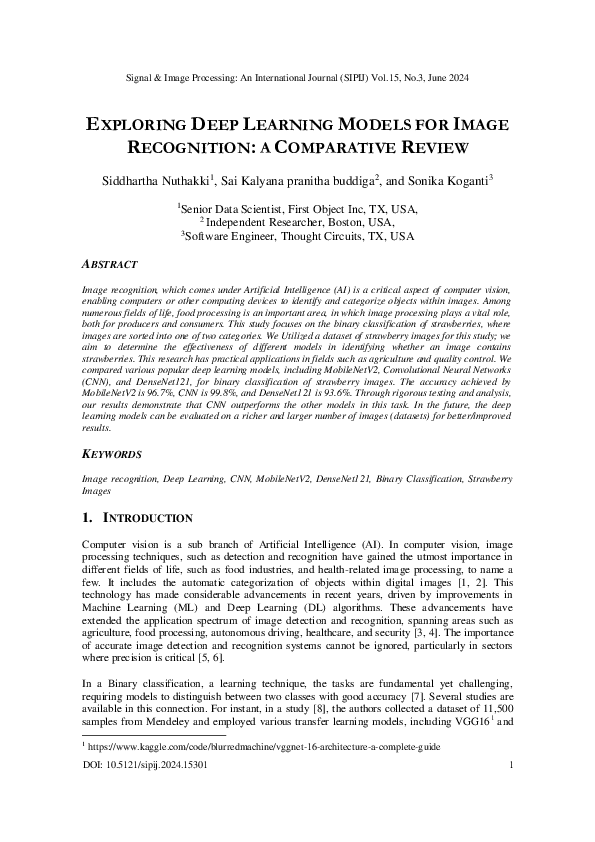 (PDF) EXPLORING DEEP LEARNING MODELS FOR IMAGE RECOGNITION: A COMPARATIVE REVIEW