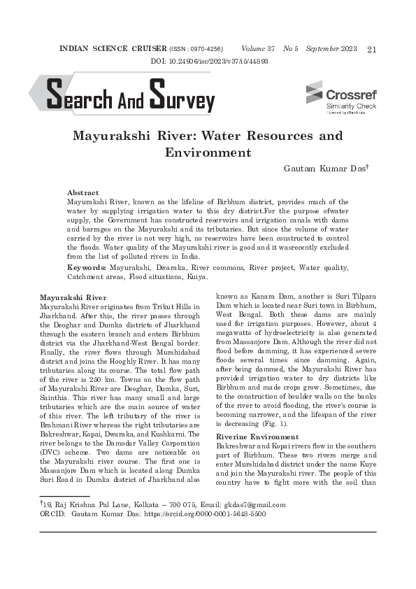 (PDF) Mayurakshi River Water Resources and Environment