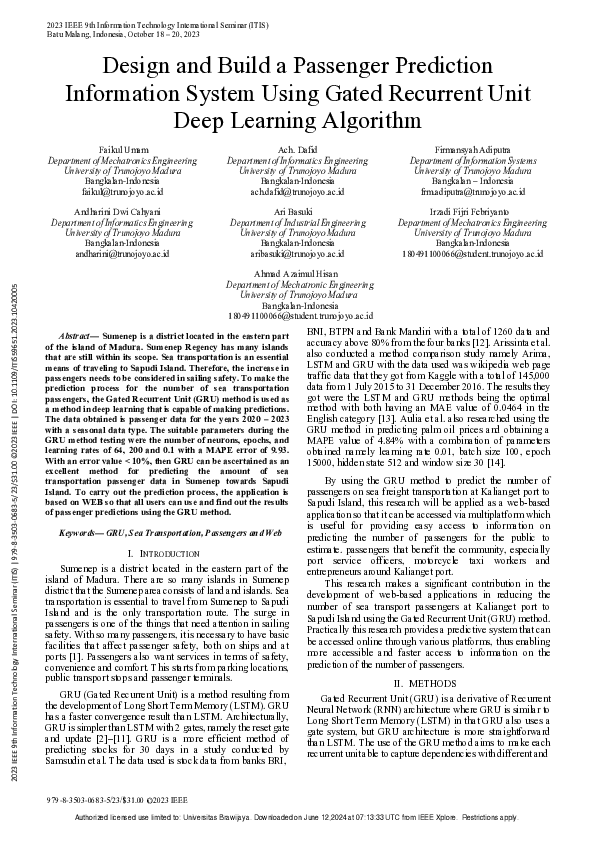(PDF) Design and Build a Passenger Prediction Information System Using Gated Recurrent Unit Deep ...