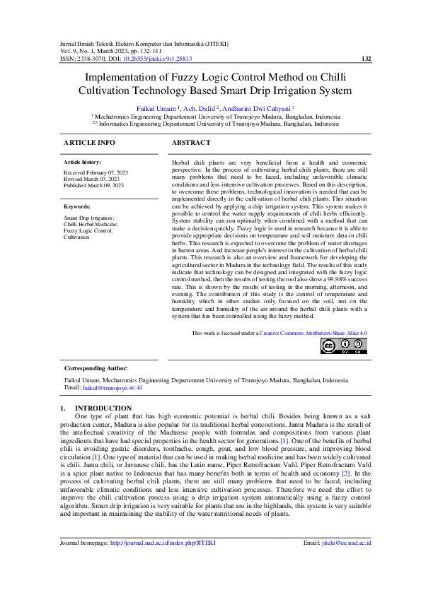 Pdf Implementation Of Fuzzy Logic Control Method On Chilli