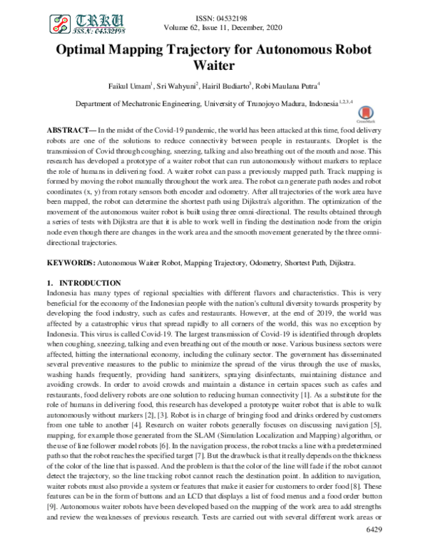(PDF) Optimal Mapping Trajectory for Autonomous Robot Waiter