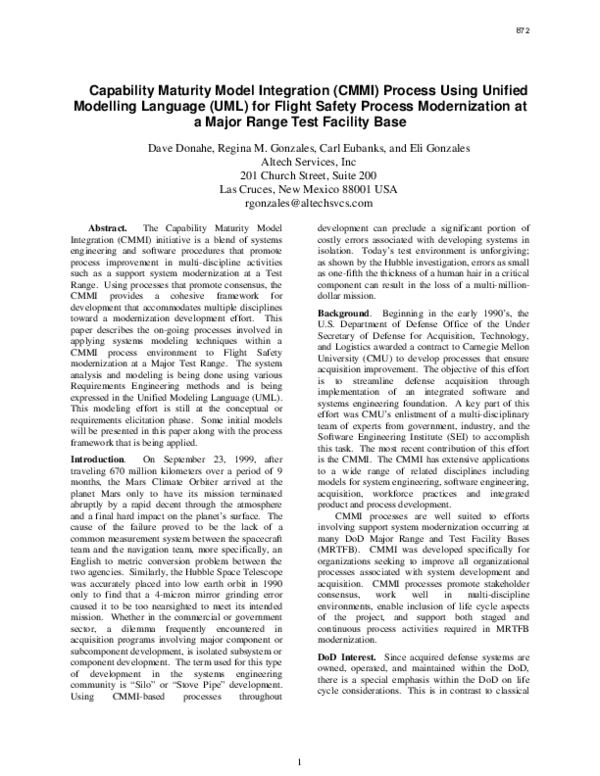 (PDF) 1.5.4 Capability Maturity Model Integration (CMMI) Process Using ...