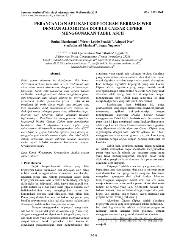 (PDF) Perancangan Aplikasi Kriptografi Berbasis Web Dengan Algoritma Double Caesar Cipher ...