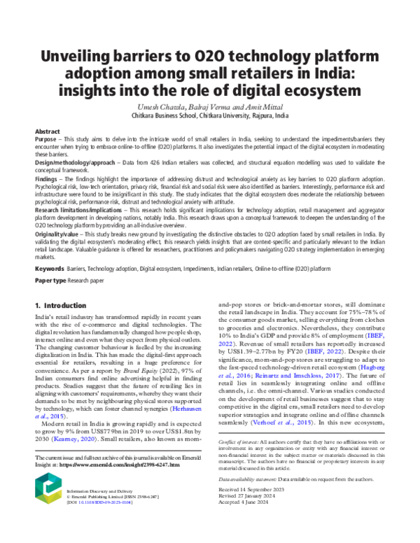 (PDF) Unveiling barriers to O2O technology platform adoption among ...