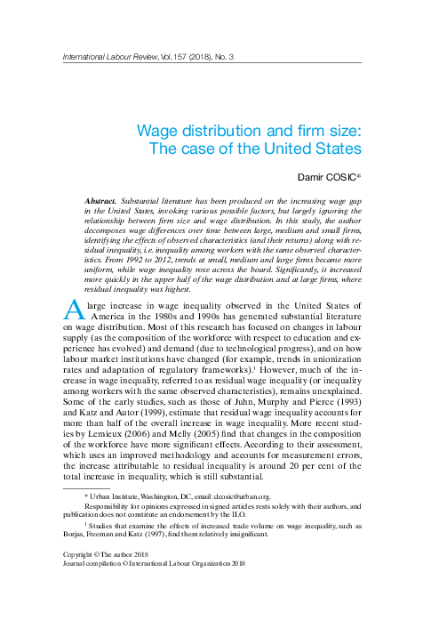 (PDF) Wage distribution and firm size: The case of the United States