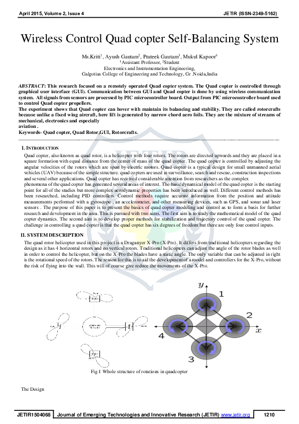 (PDF) Wireless Control Quad copter Self-Balancing System