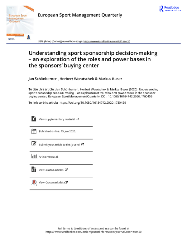 (PDF) Understanding sport sponsorship decision-making – an exploration ...
