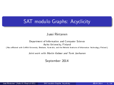(PDF) SAT Modulo Graphs: Acyclicity