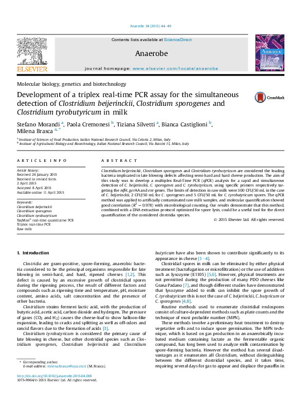 (PDF) Development of a Triplex Real-Time PCR assay for the simultaneous detection of Clostridium ...